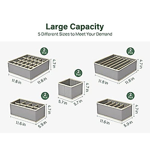 Kootek 10 Pack Drawer Organizers for Clothing, 92 Cell Dresser Organizer Socks Underwear Organizer Fabric Foldable Dividers Closet Organizers and Storage Boxes for Baby Clothes, Bra, Ties, Scarf