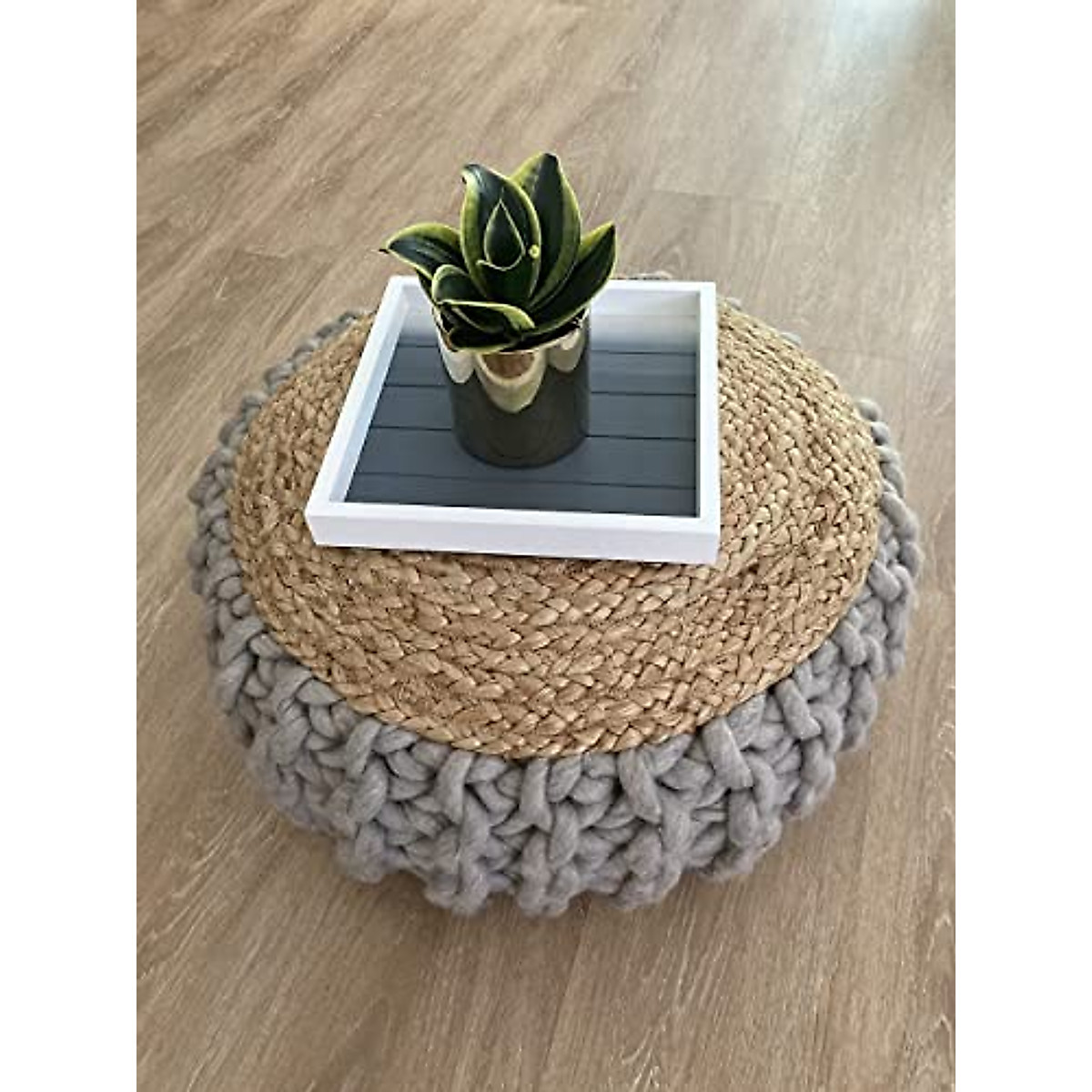 Set of 2 Ombre Wooden Serving Tray for Ottoman Coffee Table Breakfast in Bed Tea Accessory Organizer (16 & 10 Inch Grey Ombre)