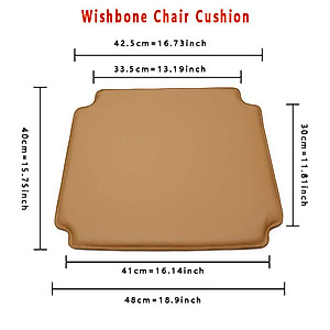 VODUR Wishbone Chair Cushion, Quality PU Filled Foam Chair Cushion Pads, Seat Cushions for Hans Wegner CH24 Y Chair (Brown)