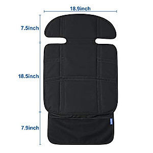 INFANZIA Car Seat Protector with Thickest Padding - Auto Seat Cover Mat for Baby Child Car Seats, Waterproof 600D Fabric, PVC Leather Reinforced Corners & 2 Large Pockets for Handy Storage