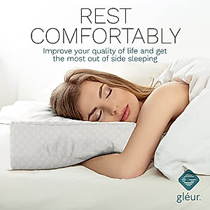 GLEUR Square Pillow for Side Sleepers - Made in USA, Cooling Gel Memory Foam Cushion Cube Pillow - Therapeutic Neck & Shoulder Pain Relief, Cervical Support - Thick Bed Pillow 15"x 12" x 6"