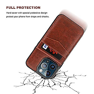 KIHUWEY Compatible with iPhone 13 Pro Case Wallet with Credit Card Holder, Premium Leather Magnetic Clasp Kickstand Heavy Duty Protective Cover for iPhone 13 Pro 6.1 inch(Brown)