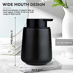 YYW Dish Soap Dispenser, Ceramics Hand Soap Dispenser for Bathroom with Easy-to-Press Pump, 14Oz Liquid Foam Soap Dispenser for Kitchen, Shower (Black)