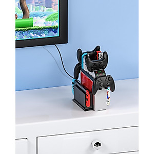 Switch Games Organizer Holder and Charging Dock for Nintendo Switch & Switch OLED Joy-Cons/Original Switch Pro Controller - Nargos Switch Storage Rack Stand Accessories kit