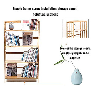 HTLLT Storage Shelf Floating Shelf Bamboo Book Shelf Storage Shelf, Height Adjustable, Kitchen Independent Storage Shelf Plant Shelf,4-Tier,4-Tier