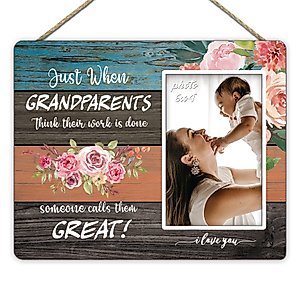 KU-DaYi Baby Announcement Picture Frame for Great Grandparents, Great Grandparent Gifts, First Time New Great Grandparents Gifts (Work is Done) 4x6 In Photo - F019