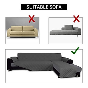 Easy-Going Sectional Couch Covers for Dogs L Shape Sofa Cover Reversible Sofa Slipcover Chaise Lounge Cover Furniture Protector Cover for Pets Dog Cat (Large, Dark Gray/Dark Gray)