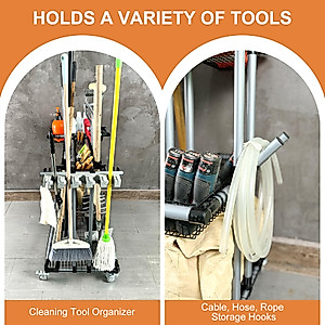 QTJH Mobile Garden Tool Storage Rack with Brakes – The Ultimate Organizer for Your Gardening Tools