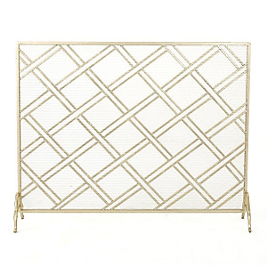 Christopher Knight Home Josette Single Panel Iron Fireplace Screen, Gold