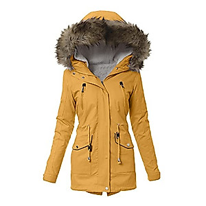 Winter Jacket with Hood Winter Coats for Women Waterproof Hooded Warm Winter Coat Quilted Thicken Puffer Jacket with Removable Hood Sweaters Tops for Work for Women Fall Hoodies for Women Blouses