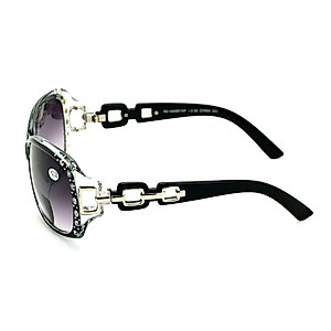 V.W.E. Oversized Rhinestones Women Bifocal Reading Sunglasses Reader Glasses Vintage Outdoor (Black, 2.50)