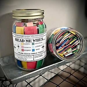 Bible Verses Jar for Emotions and Feelings, Read Me When Bible Verses Jar, Color Coded Scripture Jar Colorful Bible Jar, Prayer Jar with Lid and Cards (3pc, Plastic)