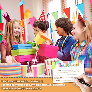 Kids Thank You Cards Fill in the Blank, Art Painting Thank You Cards, Gold Foil Greeting Cards, Thank You Notes For Boys Girls, Birthday Party Decorations Favors (20 Cards With 20 Envelopes) -12