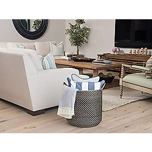 Kouboo Laguna Round Ear Handles, Black-Wash Rattan Storage Basket