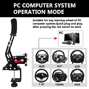 CXCESNS USB PS 4/5 handbrake Compatible with Logitech G29 Steering Wheel, 64-bit USB PC handbrake Applicable for simulated racing games with clip and Sim Card, 11.8" (PC+PS 4/5 system only)