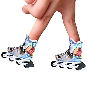 Littryee Mini Skateboard Shoes Toy, Mini Roller Skates Finger Toy, Finger Skateboards Toys, Tiny Finger Skates Shoes Toys, Funny Finger Sports Novelty Toy Gifts for Kids Boys Girls