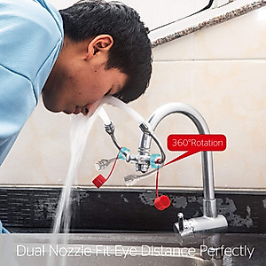 Eye Wash Station, Emergency Eyewash Stations Faucet Mounted for Sink Attachment -Eye Flush Unit Eye Wash Solution for First Aid for Lab Factory Industry Site, Office and Home, Equipped with 4 Adapters
