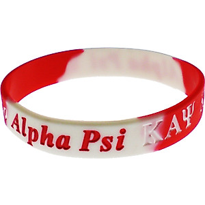 Kappa Alpha Psi Color Swirl Silicone Bracelet [Pack of 2 - Red/White - 8inch] 93911
