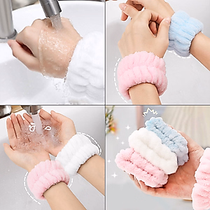 6 PCS Face Washing Wristbands for Washing Face Microfiber Wrist Wash Band Towel, Reusable Sweatband Makeup Skincare Yoga Sports Prevent Liquids Spilling Down Arms for Women Girls