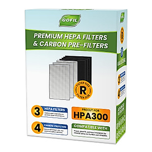 GOFIL 3 Pack Replacement Filter Includes 3 HEPA & 4 Carbon Pre-filters Compatible with Air Purifiers Model HA/HPA300, HPA304, HPA8350, HPA300VP