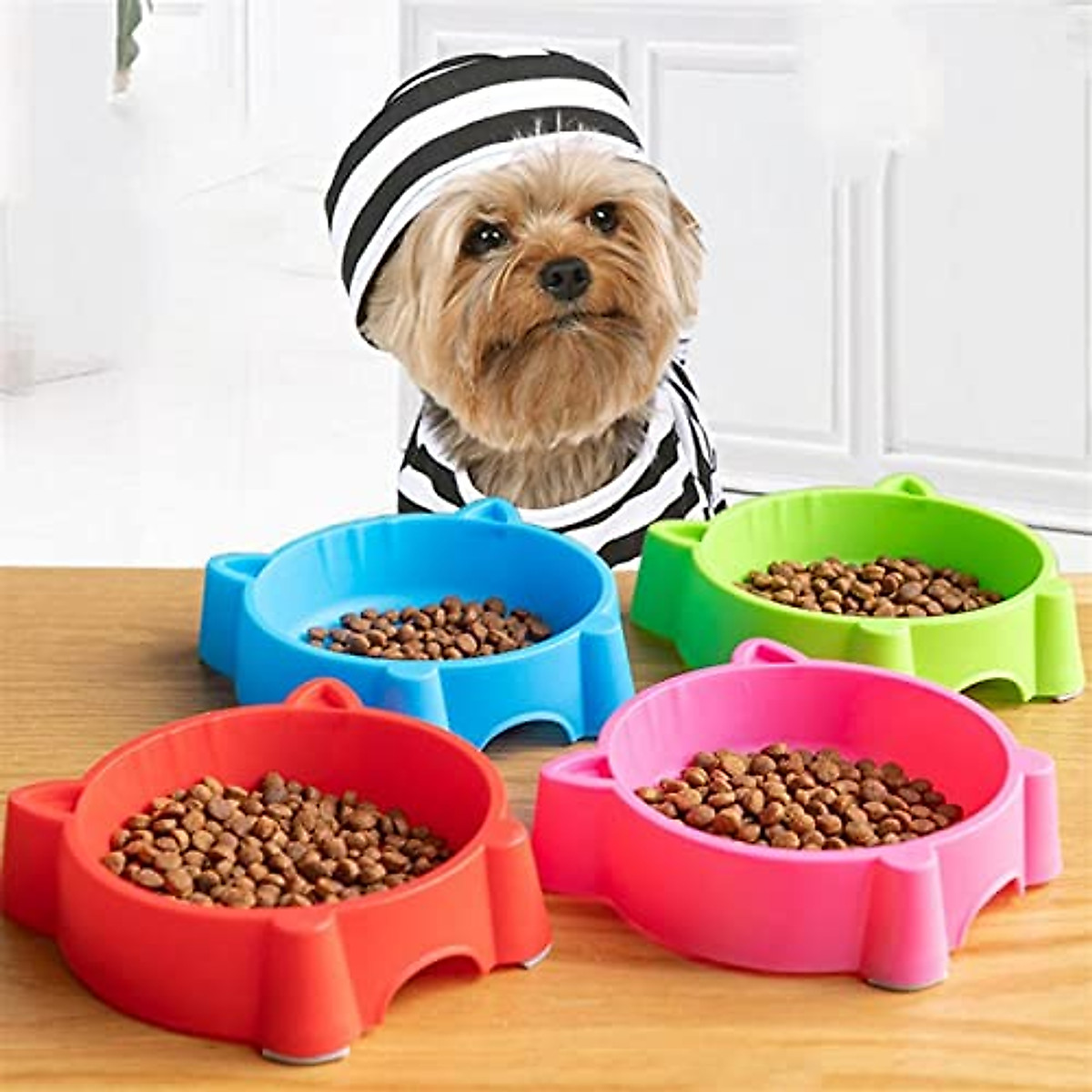 FUUIE Bowls for Food and Water Bowl Durable Thickened Plastic Bowls for Pets (Color : Blue)