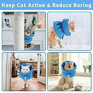 PINVNBY Cat Cone, Cat Recovery Collar Soft Adjustable Cat Cone to Stop Licking and Scratching Foldable Water Resistant Neck Cone for Cats with Drawstring Design Not Block Vision (S)