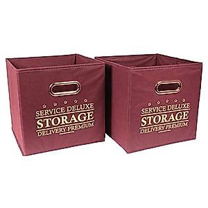 Je Cherche Une Idee 15 Litre Folding Storage Cube - Burgundy - 25cm x 25cm x 25cm