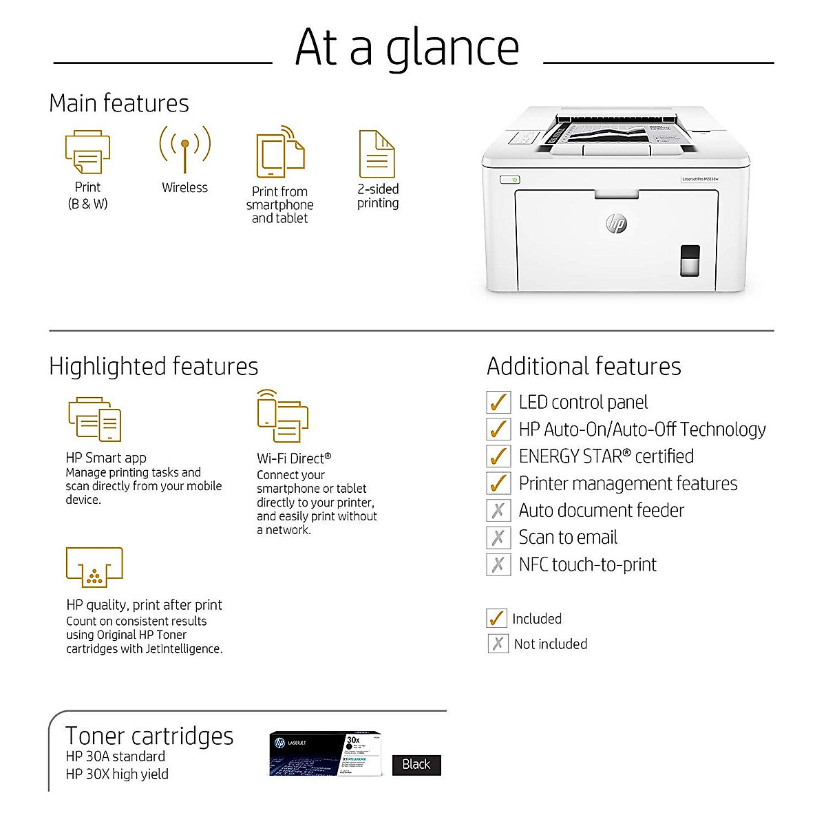 HP G3Q47A#BGJ Laserjet Pro M203dw Wireless Laser Printer (G3Q47A). Replaces M201dw Laser Printer (Renewed)