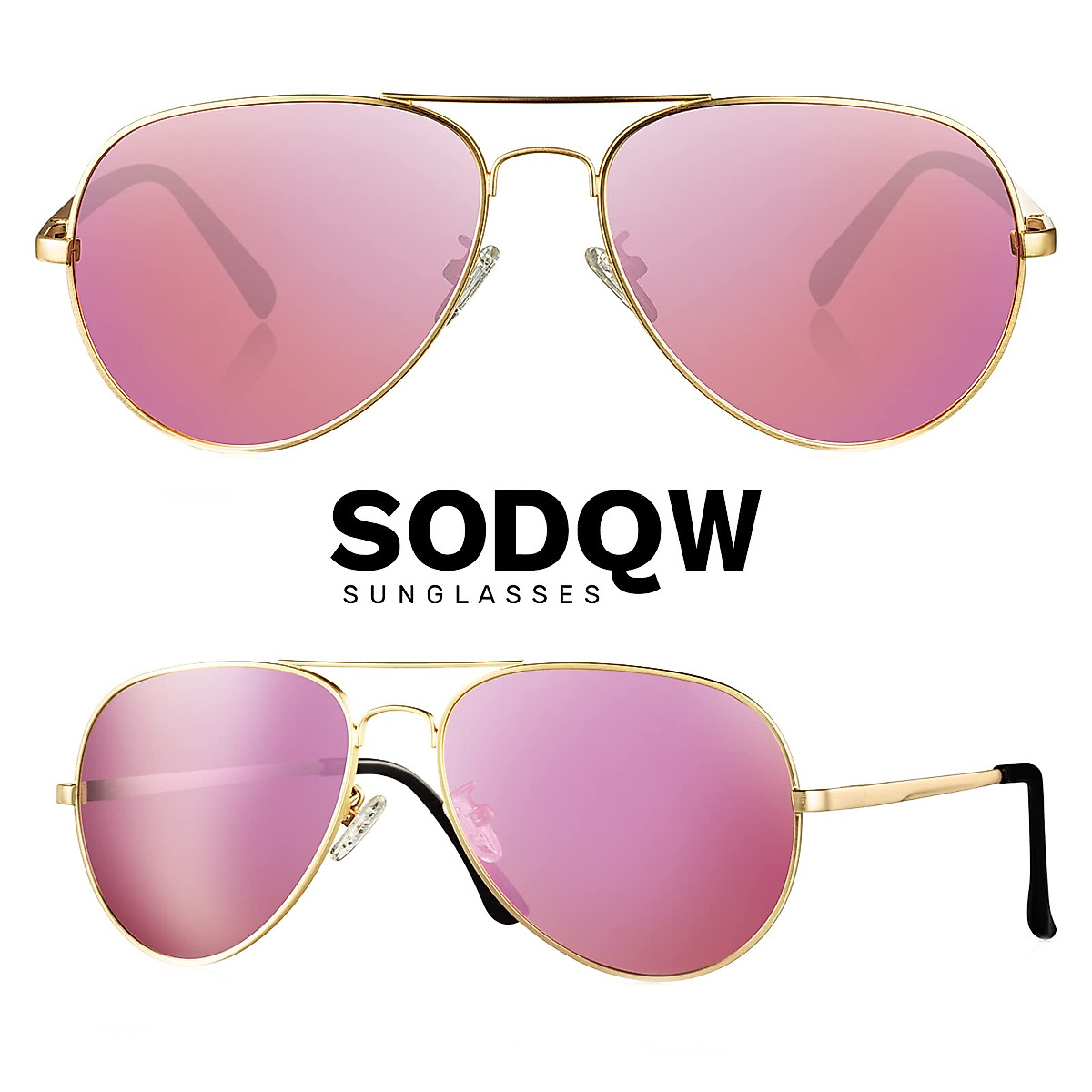 SODQW Aviator Sunglasses for Women Men Oversized with Metal Frame, Mirrored Polarized Aviator Sunglasses with UV Protection