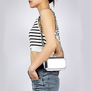 GripIt Mirror Acrylic Bag Box Small Silver Clutch Purses for Women Evening Handbag Crossbody Purses with Chains Party Bag