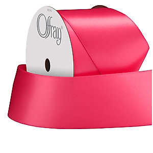 Offray Single Face Satin Craft Ribbon, 1 1/2-Inch x 12-Feet, Shocking Pink