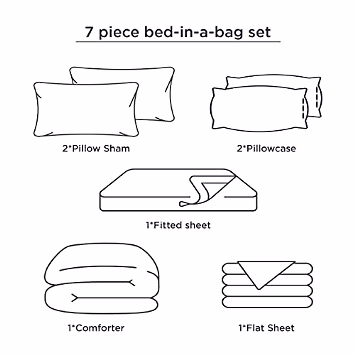 Bedsure Bed in a Bag Full Size 7 Pieces, Gray White Striped Bedding Comforter Sets All Season Bed Set, 2 Pillow Shams, Flat Sheet, Fitted Sheet and 2 Pillowcases