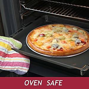 Herogo 13.5 Inch Stainless Steel Round Pizza Pan Set of 2, Large Healthy Pizza Tray Platter for Oven Baking Serving, Dishwasher Safe