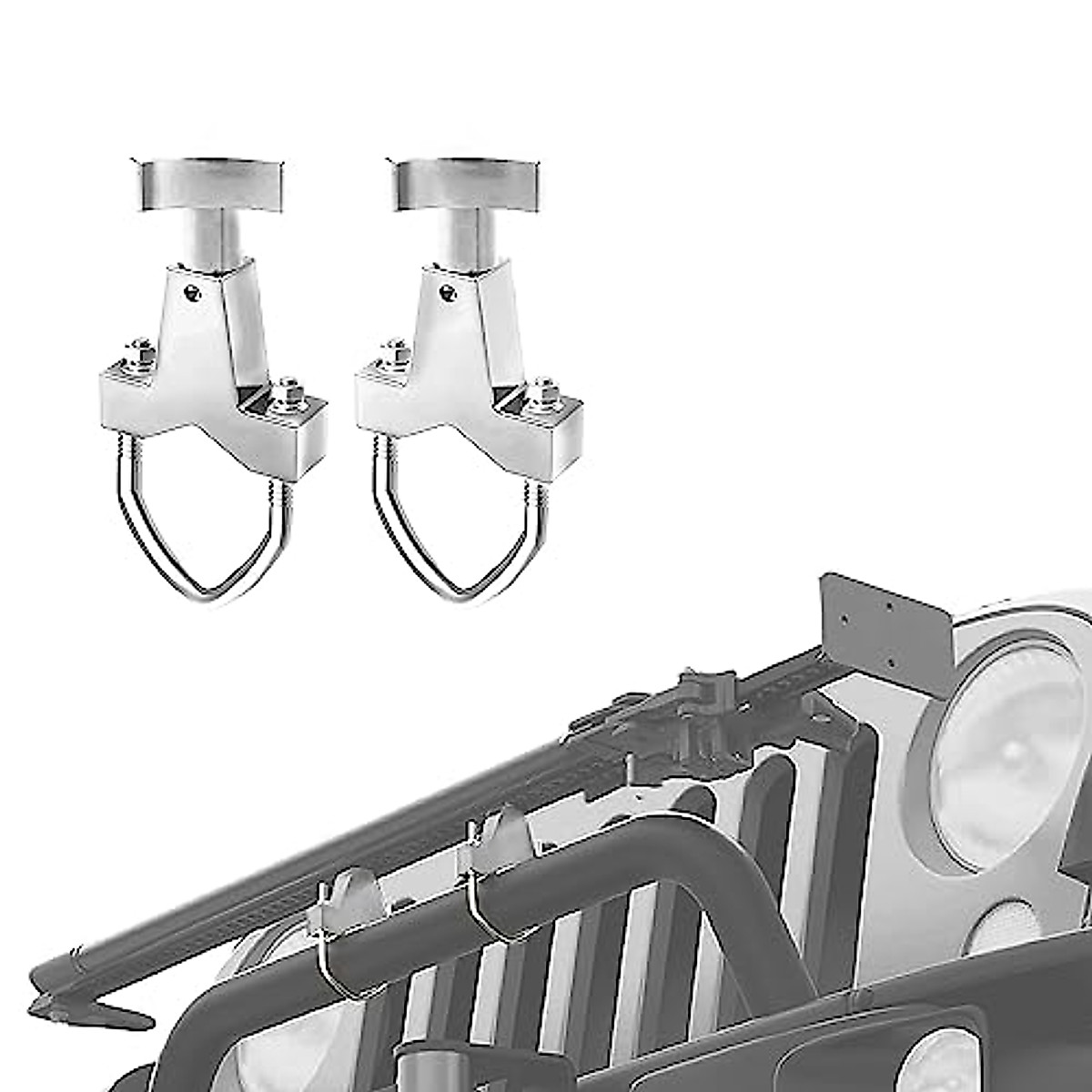 Southern Powersports High Lift Jack Mount, Attaches High Lift Jacks onto 1-inch to 2.5-inch Round or Square Tubing, High Lift Jack Adjustable Tube Mount System, Includes 3 U-Bolt Sizes, Silver