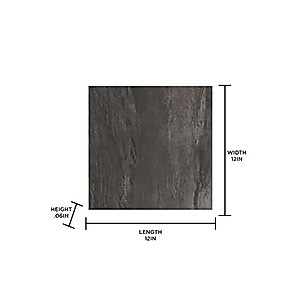 FloorPops FP3328 Raven Peel & Stick Peel and stick floor tiles, Black, 12 inch x 12 inch