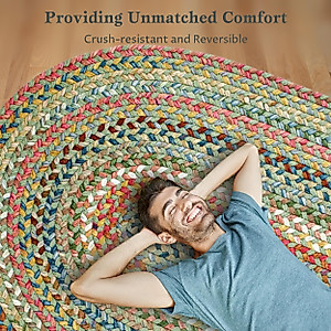 Rhody Rug Country Jewel CJ65 Peridot 7' x 9' Oval - Braided Area Rug, Home Decor, Floor Mat or Bedroom Rug - Easy Care, Ideal for High Traffic Areas in Hallway and Living Room - Made in USA