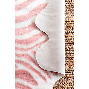 nuLOOM Cattle Faux Zebra Hide Area Rug, 5' x 6' 7", Pink