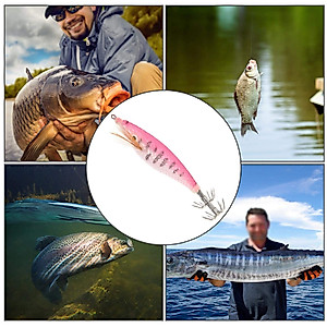 Leftwei 8cm Simulation ABS Fishing Tackle, 4Pcs Fishing Bait Dual Squid Hook for Fishing Lover Luring Fish Outdoor Sea/Fresh Water Fishing Lures