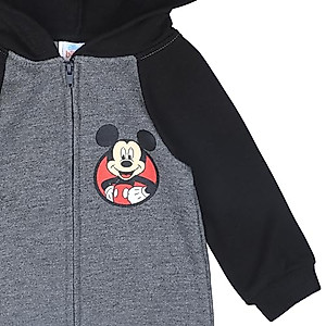 Disney Baby Boy Mickey Mouse Coverall Romper Creeper with Hood and 3D Mouse Ears