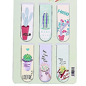 Tsugar 6pcs /Set Freshing Green Plants Succulent Cactus Magnetic Books of Supply Office School Page Marker Stationery Bookmarks