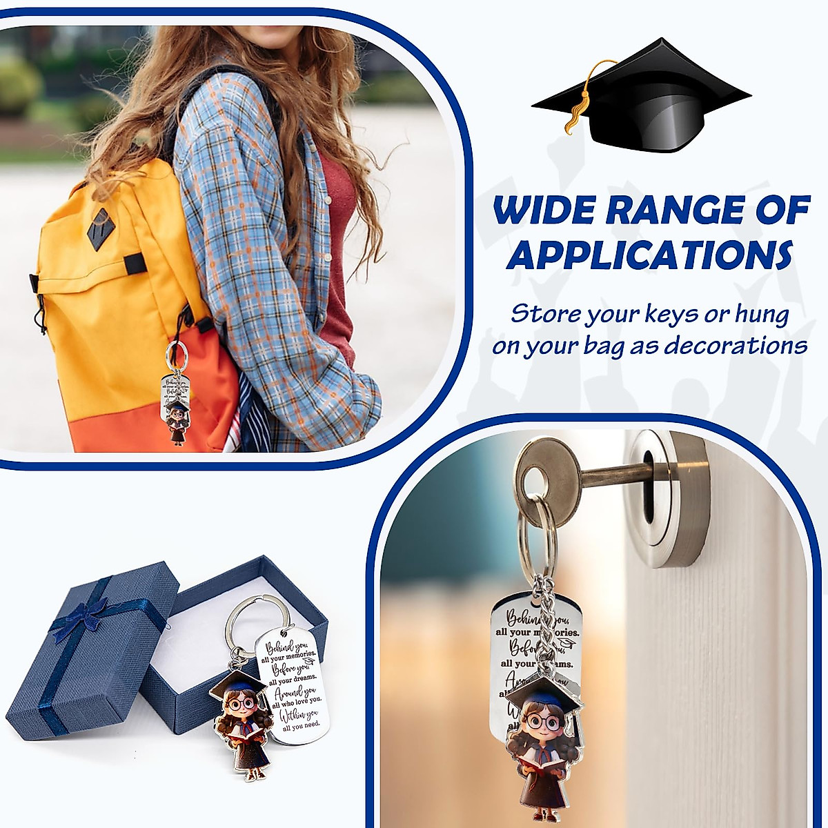 Yeiukael Graduation Gifts 2024 - Cartoon Keychains for Her Girls Him Boys High School College Kindergarten Preschool