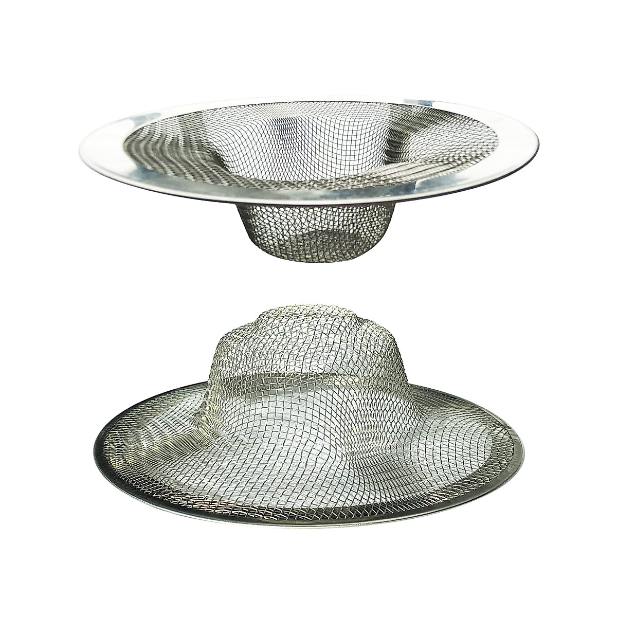 Sink Strainer 2Pcs Stainless Steel Metal Mesh Sink Drain Strainer Large Wide Brim 4.5"Diameter for Most Kitchen Sink Bathroom Bathtub Shower Room Balcony Drains