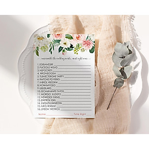 Graceful Floral Bridal Shower Word Scramble Game – 25 Pack, Couples Wedding Engagement Party Games, Rustic Reception Decor and Pink Ideas, Fun Rehearsal Unscramble Guest Activities