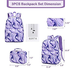 Kids Backpack Set for School, 3PCS School Bookbag Set with Square Lunch Bag Pencil Pouch, Water Resistant Large Capacity School Bag for Elementary Middle High School Girls Boys