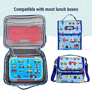 Wildkin Kids Ice Packs (4 Pack) – Slim, Reusable, Keeps Lunch Cool for School/Travel - Fire Truck