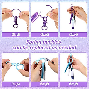 Sabary Mini Highlighter Nurse Pen Pack Set Nurse Pens for Badge Include Pink and Purple Tip Highlighter 2 Permanent Marker Pen and 2 Retractable Ball Pen with 2 Nursing Keychain Clip (Blue, Purple)