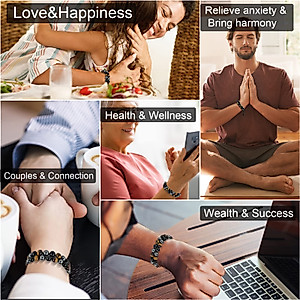 Men Tiger Eye Beaded Necklace Bracelet Triple Protection Jewelry Sets Hematite Black Obsidian Healing Crystal Stone Chakra Necklace