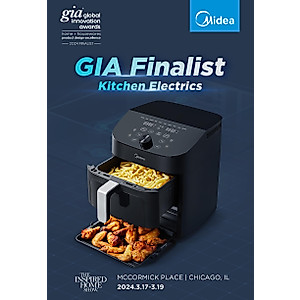 Midea Dual Basket Air Fryer Oven 11 Quart 8 in 1 Functions, Clear Window, Smart Sync Finish, Works with Alexa, Wi-Fi Connectivity, 50+ App Recipes for family meals, Bake, Roast, Grill, Broil, Toast