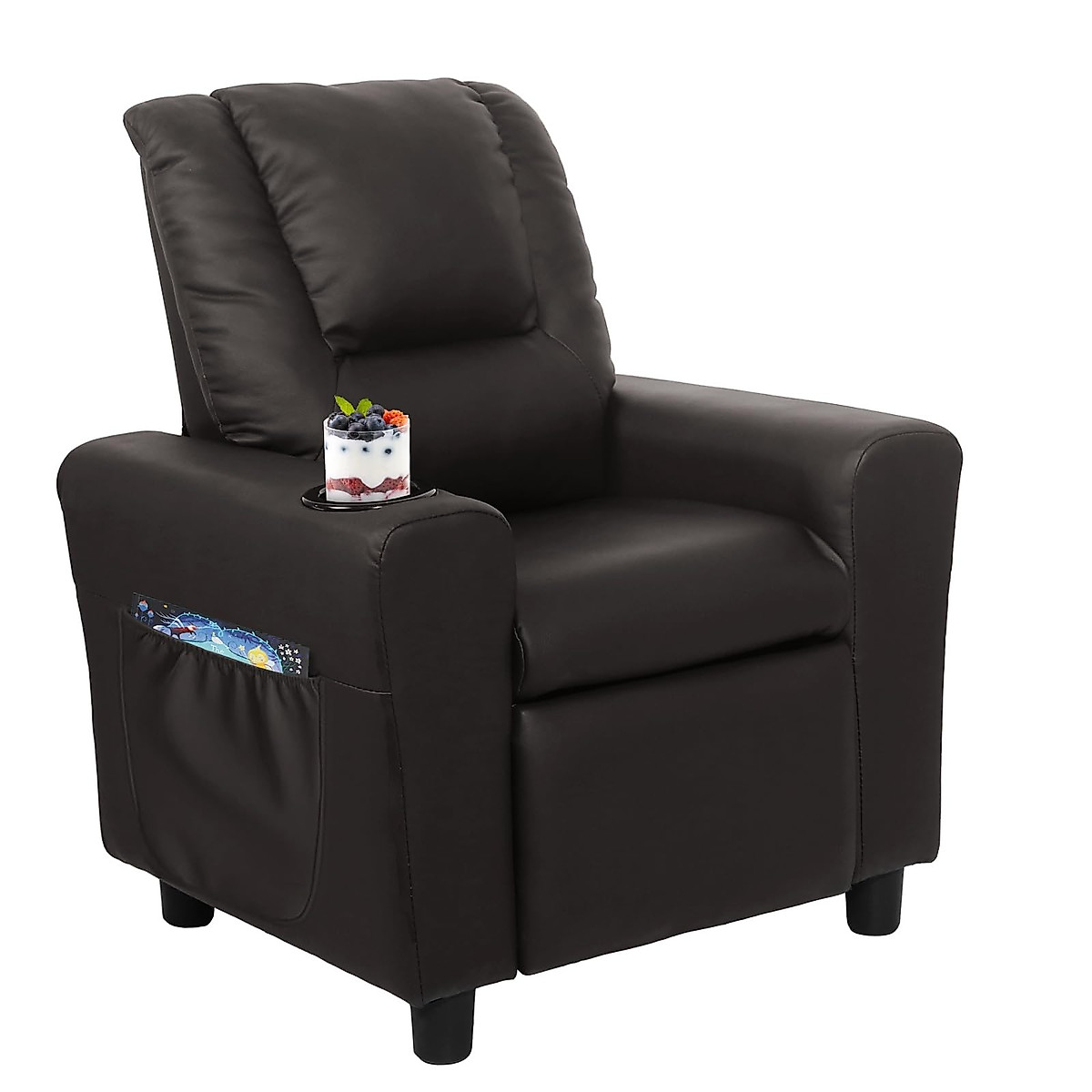 chizzysit Kids Recliner Chairs for Toddlers, Toddler Recliner for Kids Age 1-4 with Cup Holder and Side Pockets, Kids Sofa Couch for Children Bedroom, Living Room, Black