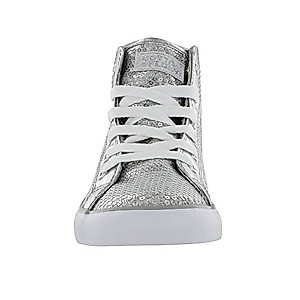 GOTTA FLURT Women's Disco II Sequin Glitter Fashion High Top Dance Sneakers Silver